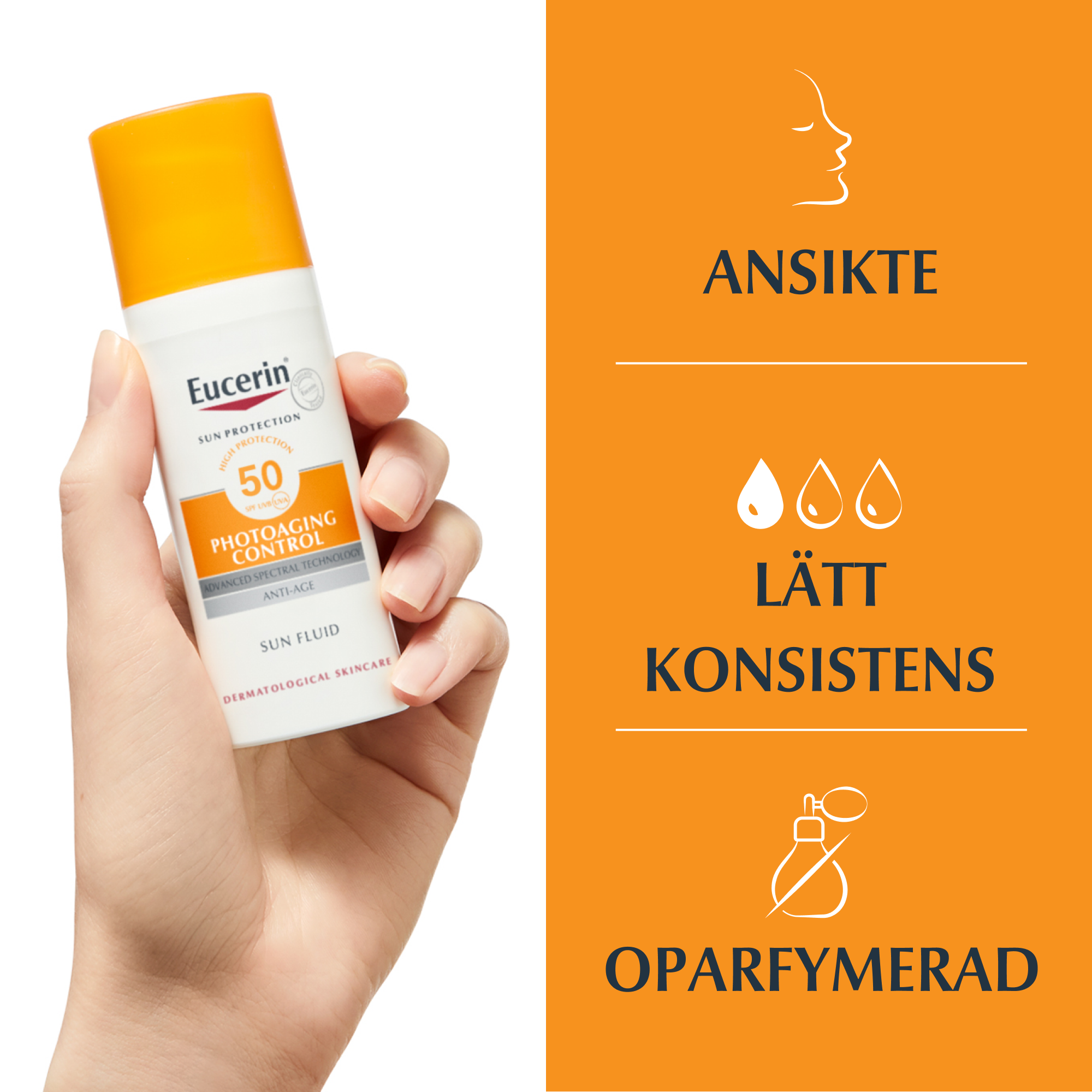 Eucerin Sun Photoaging Control SPF 50+ | Solskydd med Hyaluronsyra