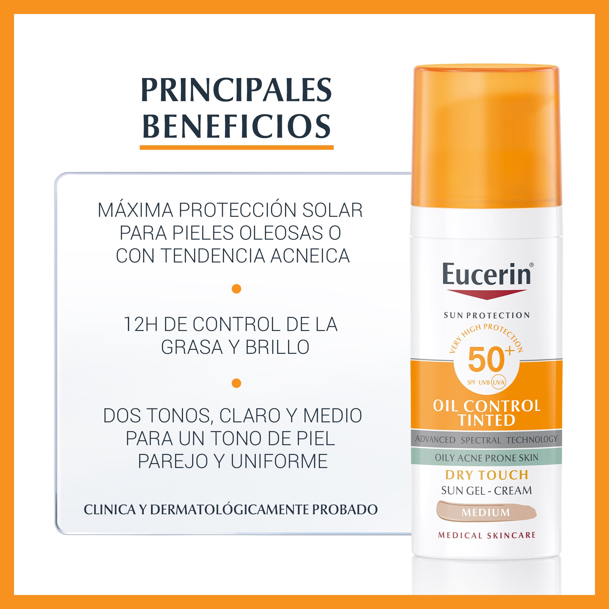 Protector Solar Facial Oil Control Tono Medio FPS 50+ | Eucerin